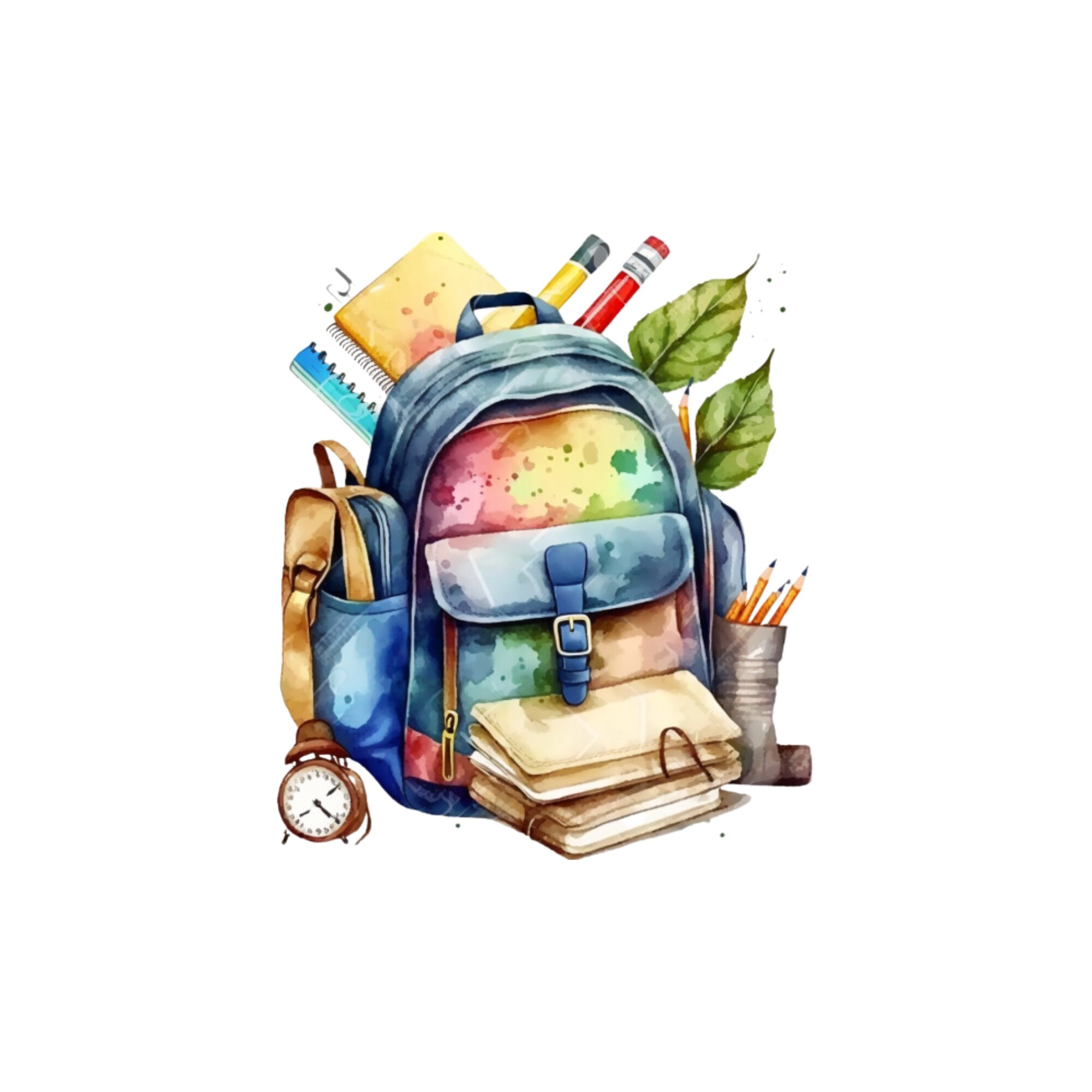 25 School Time Clipart PNG, Watercolor for School,gift for School ...
