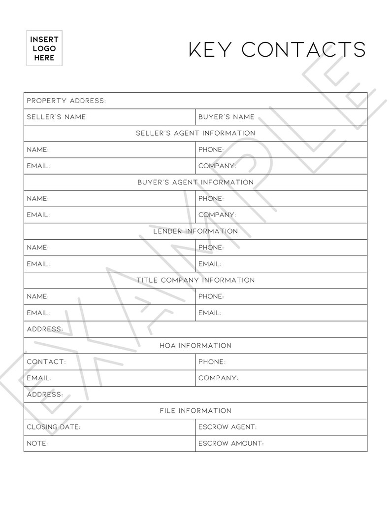 Editable Information Sheet, Real Estate Agent, Transaction Coordinator ...