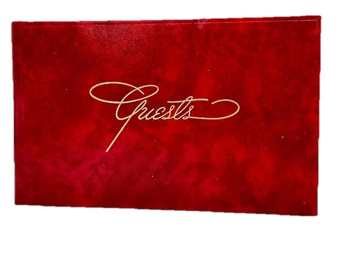 Vintage Guest Signature Book Red Marbled Leather Bound Book 8" X 5" - Etsy
