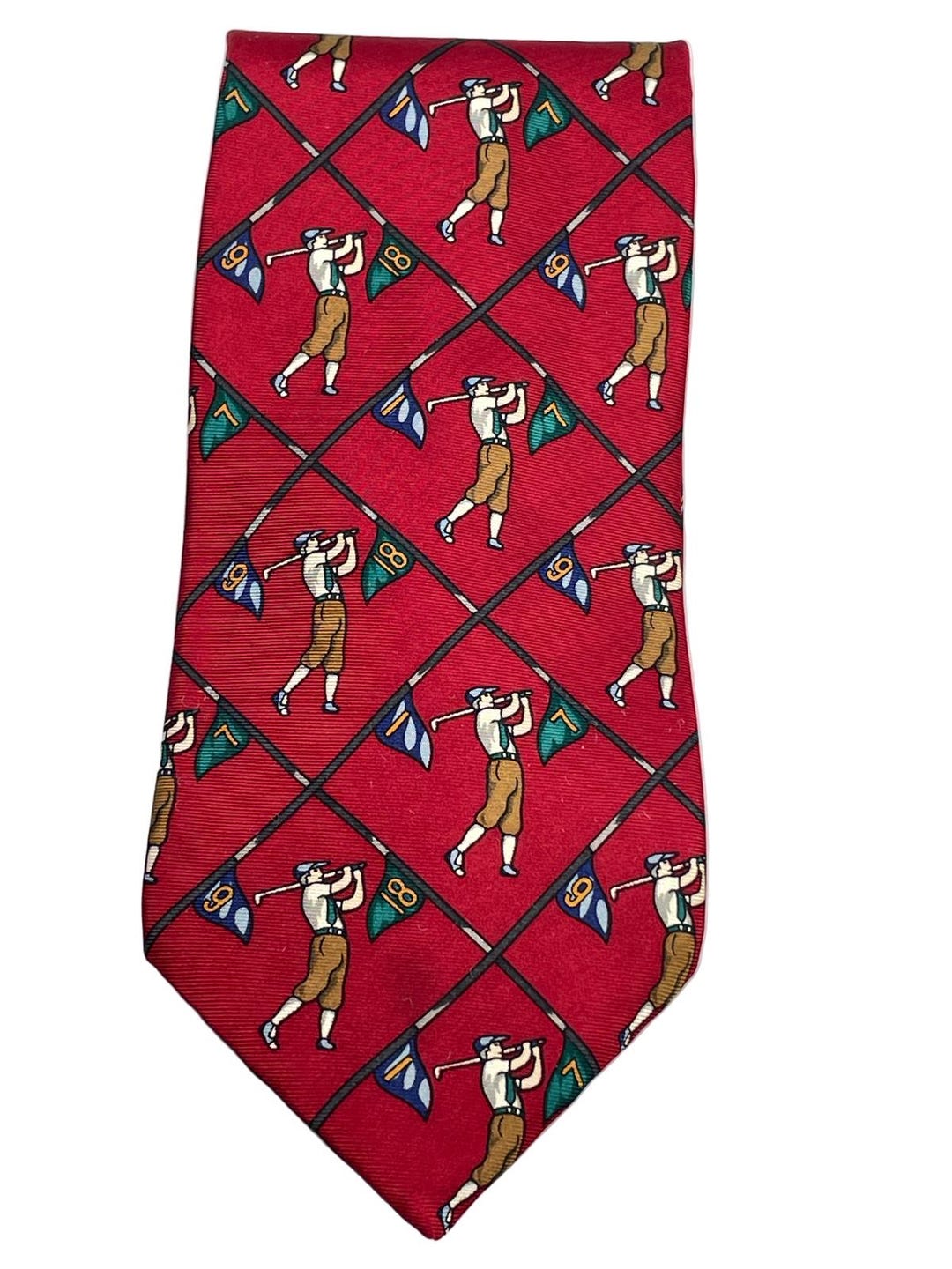 Vintage Mens Neck Tie Hatfield House Maroon Golf Theme 100% Silk - Etsy