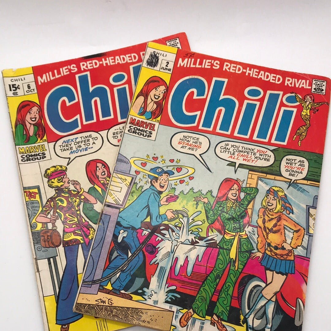 Comic Book: MARVEL COMICS 1969 Millie's Red-headed Rival Chili 2 Book Set WORN - Etsy