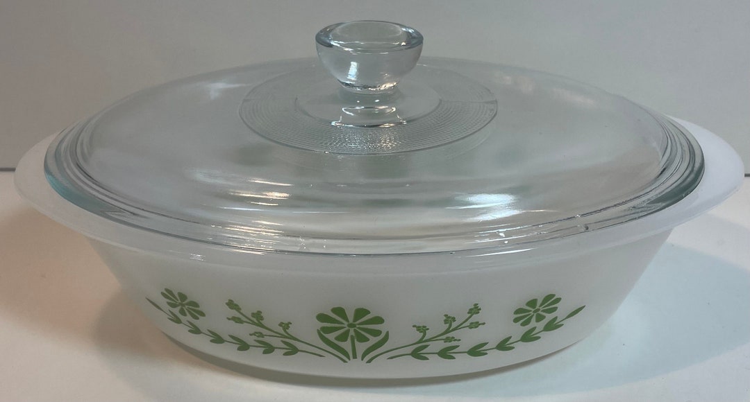 Vintage Glasbake chipping on Rim J235 1 Qt Oval Casserole Dish W/ Lid ...