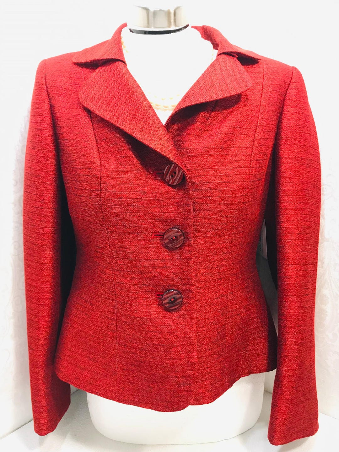 RETRO 80'/90's Kasper Red Button Down Blazer Ladies 4P - Etsy