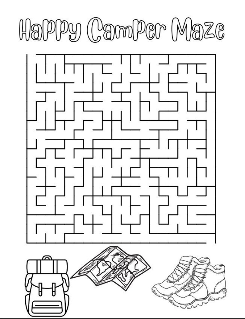 Happy Camper Coloring Pages & Activities for Kids - Etsy