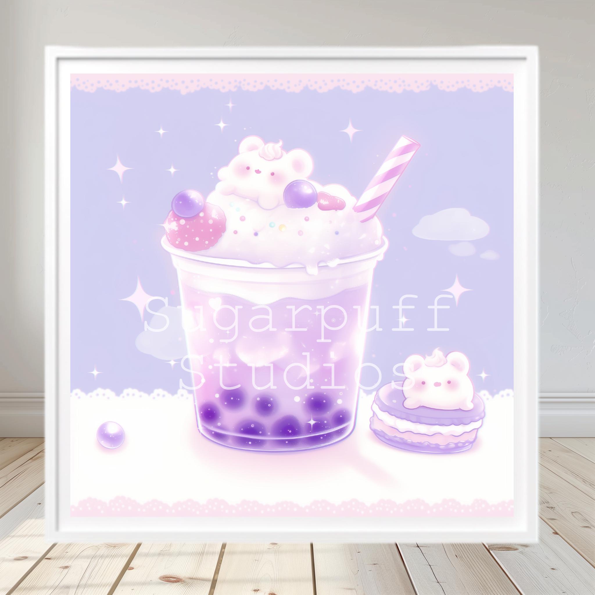 Printable Boba Milk Tea Art Print - Kawaii Illustration - Cute Wall Art ...