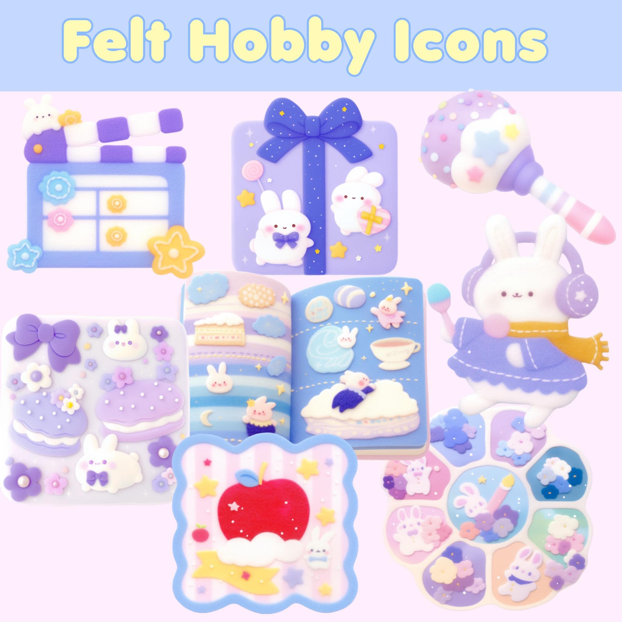 Cute Felt Bunny City Desktop Wallpaper Set - Lofi Background - Cute ...