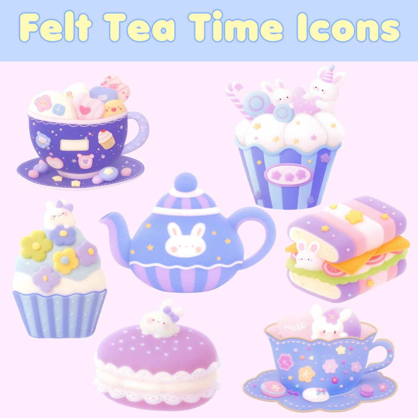 Cute Felt Bunny City Desktop Wallpaper Set - Lofi Background - Cute ...