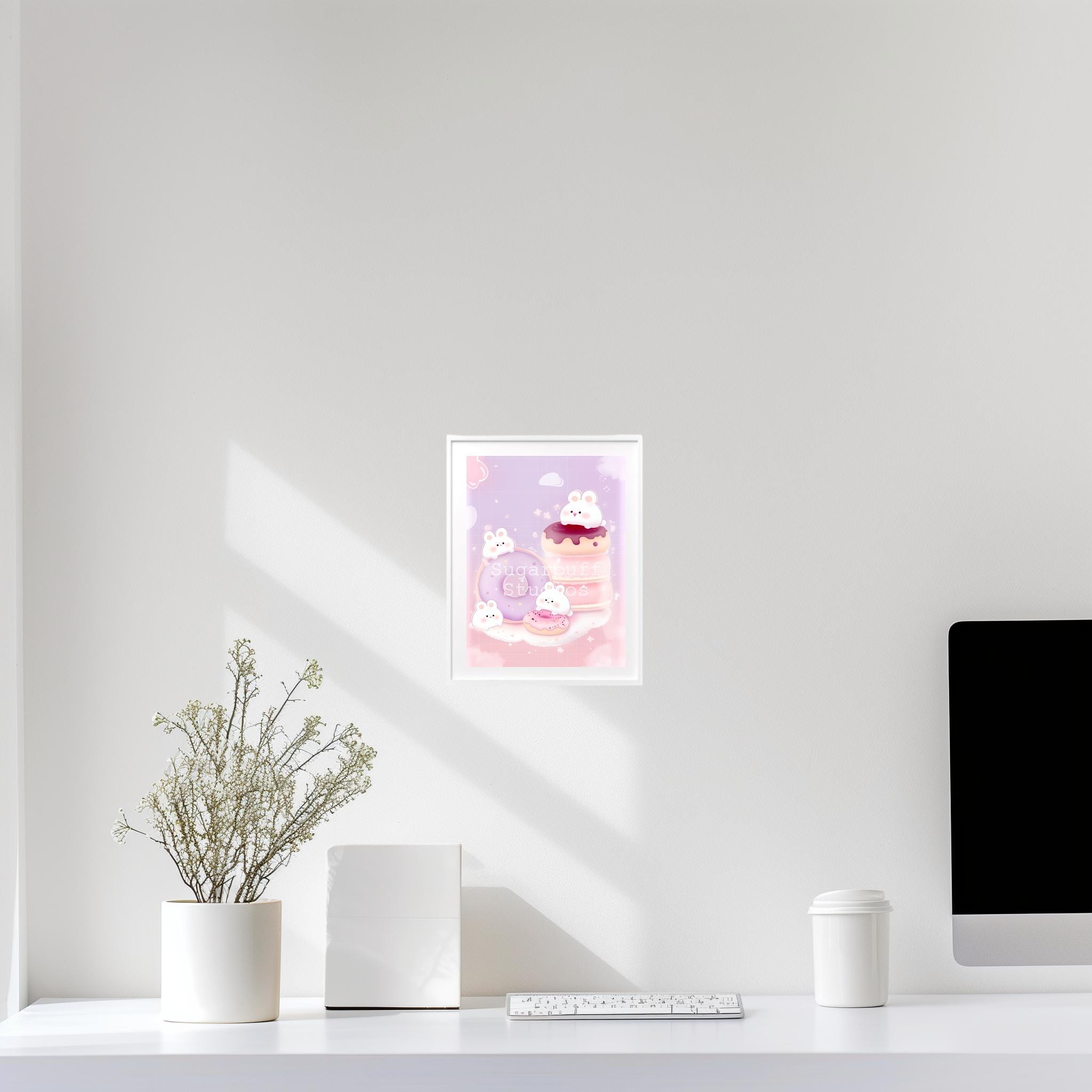 Printable Bunny Donuts Art Print - Whimsical Dessert Art - Cute Wall ...