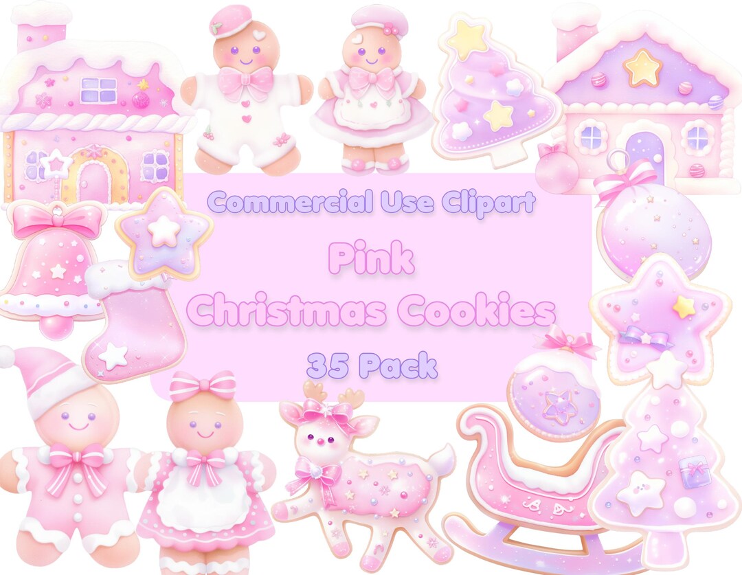 35 Pink Gingerbread Clipart Bundle | Gingerbread House & Cookies ...