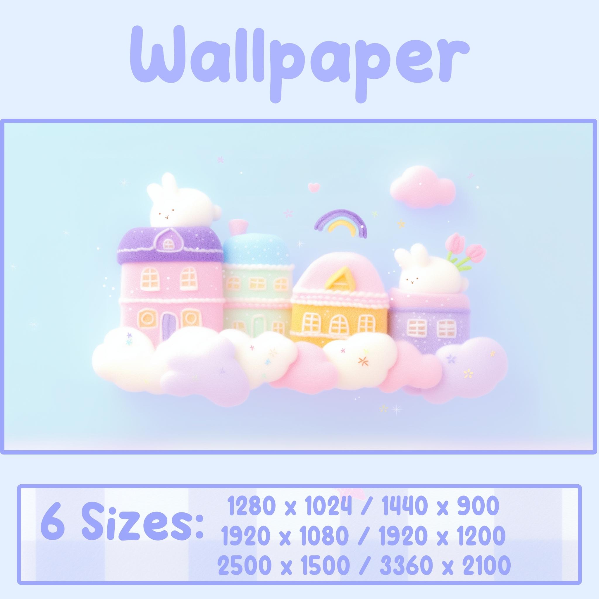 Cute Felt Bunny City Desktop Wallpaper Set - Lofi Background - Cute ...