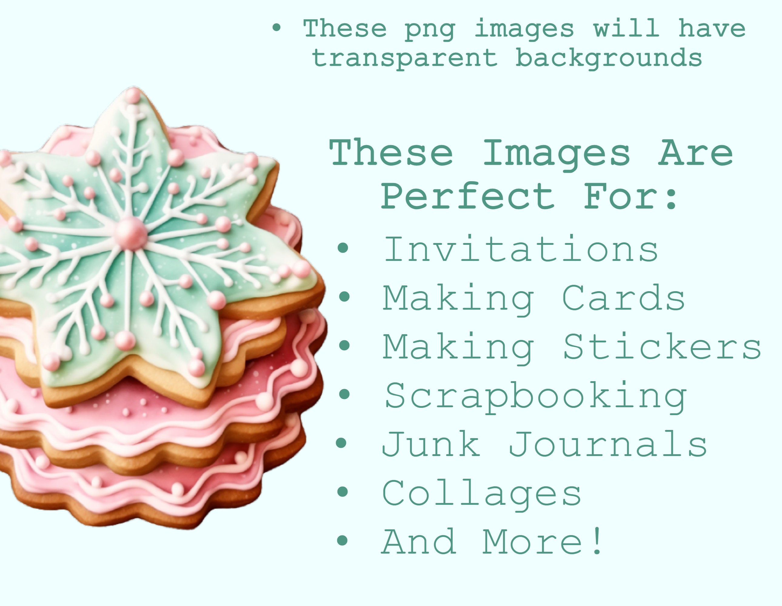 Watercolor Christmas Sugar Cookie Clipart Xmas Treats - PNG Digital ...