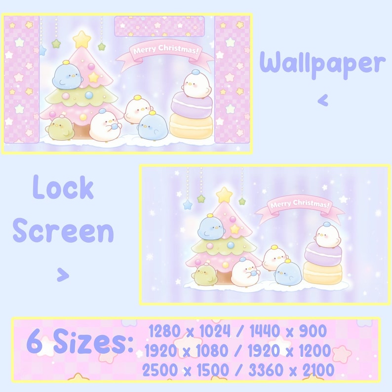 Christmas Penguins Desktop Wallpaper Set - Lofi Backgrounds - Cute ...