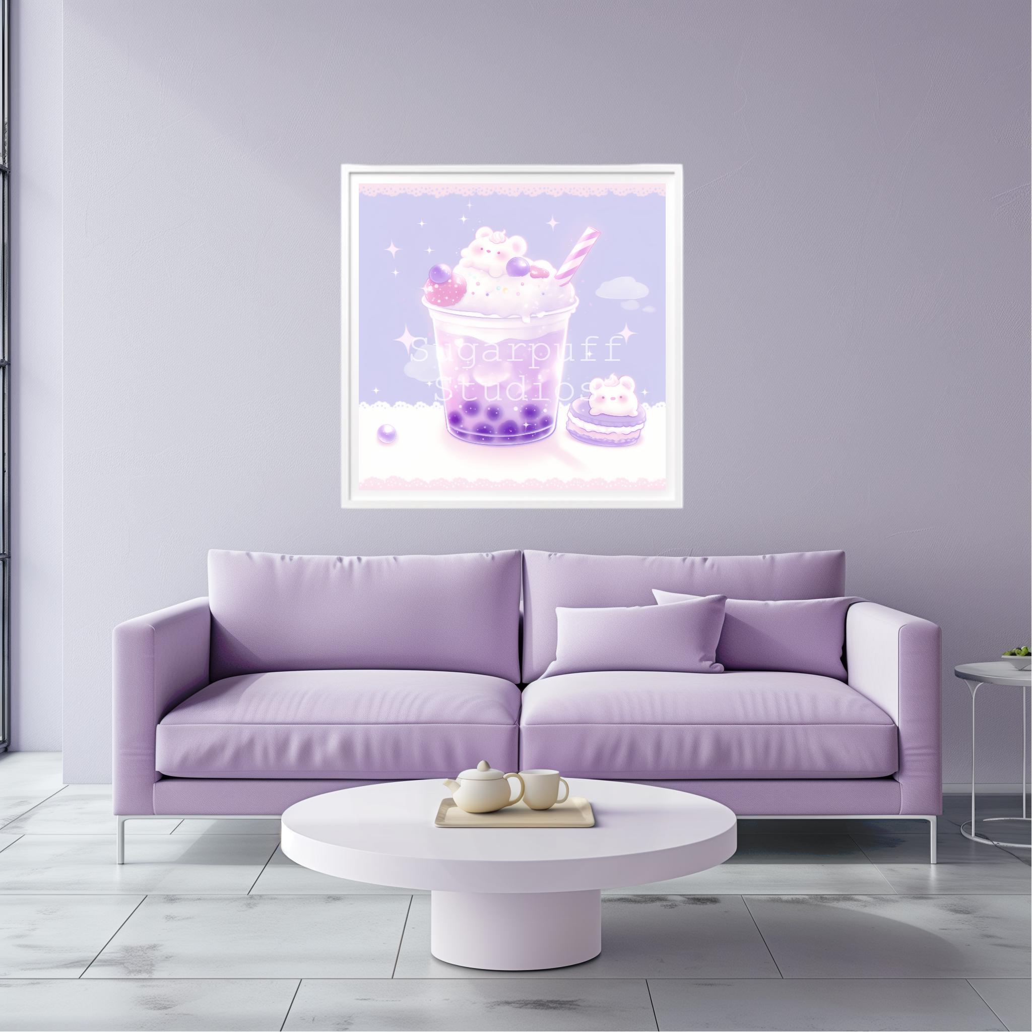 Printable Boba Milk Tea Art Print - Kawaii Illustration - Cute Wall Art ...