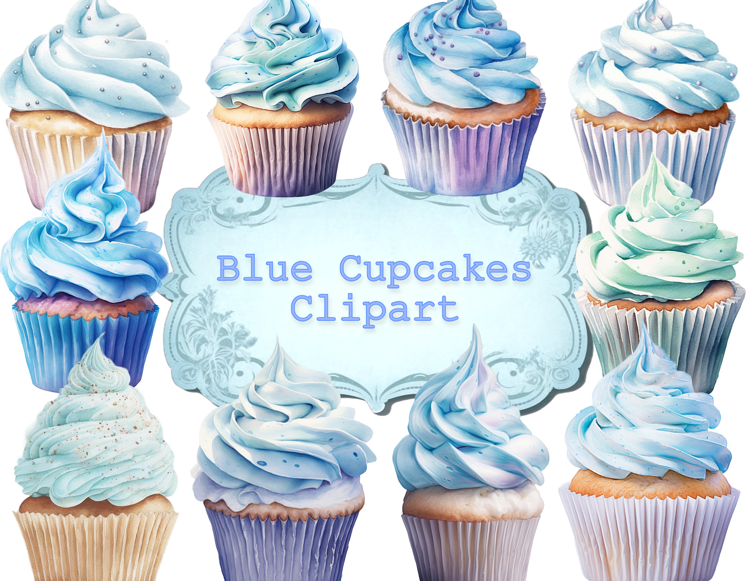 Blue Cupcake Clipart
