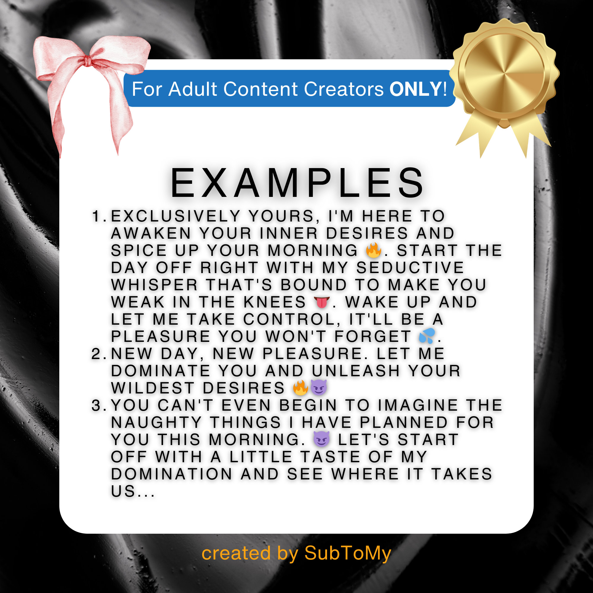 Dominatrix 65 Morning Messages Pack for Dms: 1-on-1 or Mass Messages - Etsy