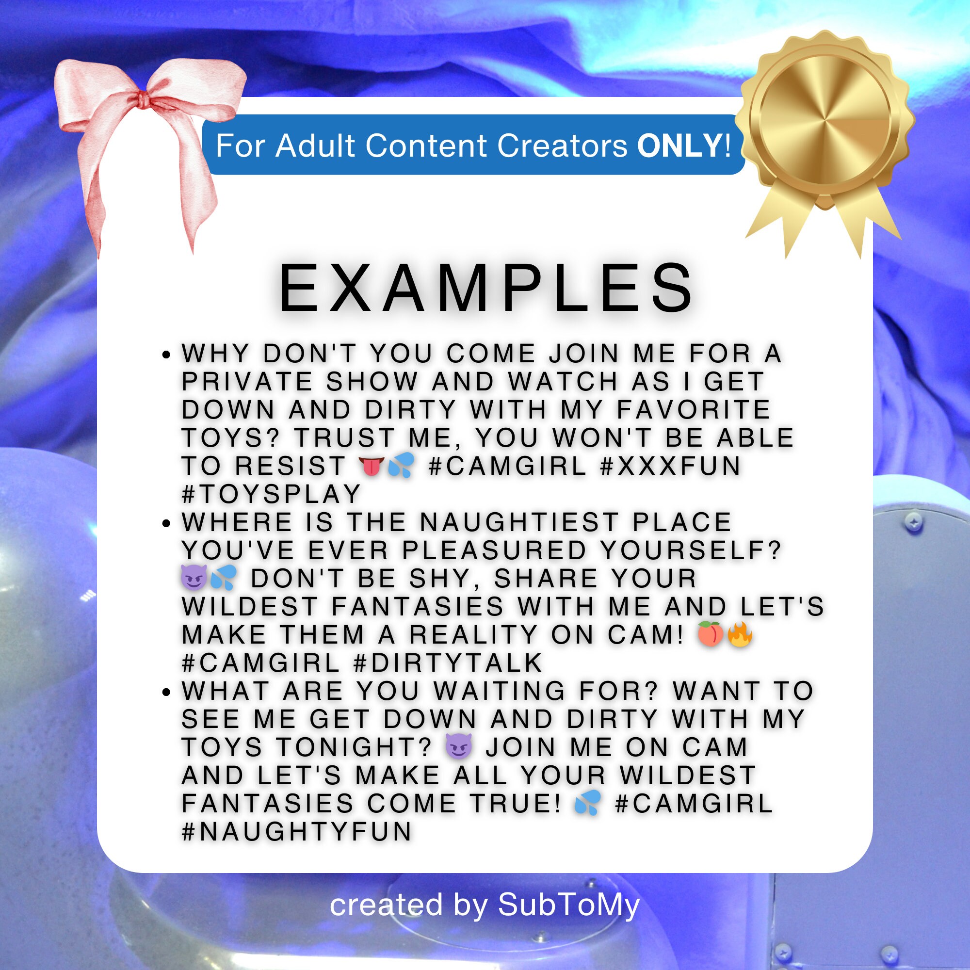 5-in-1 Cam Model Bundle: Captions, Engagement Questions, Morning and ...