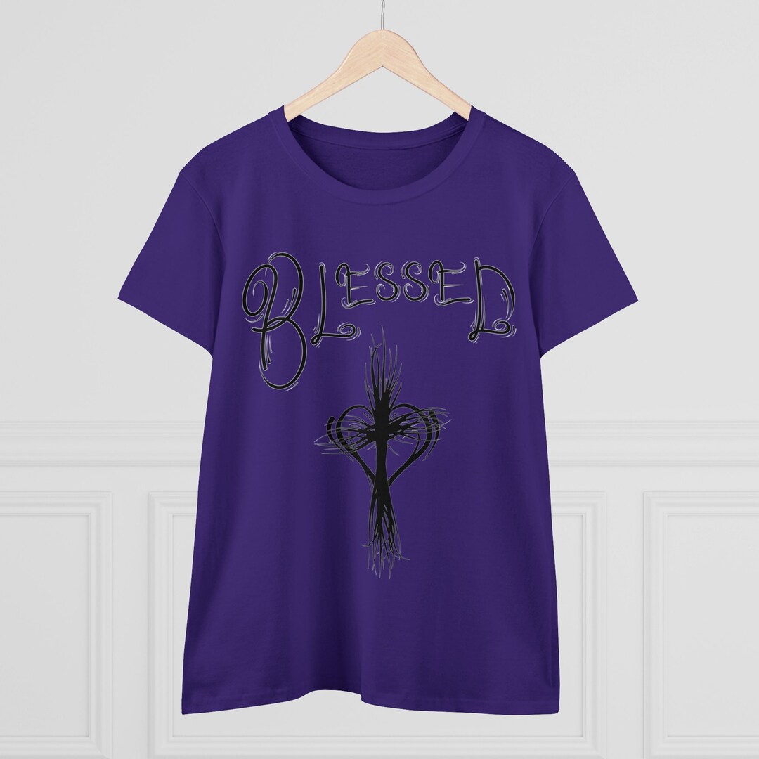 Blessed Christian Tee: Hand-drawn Heart & Cross Design - Etsy