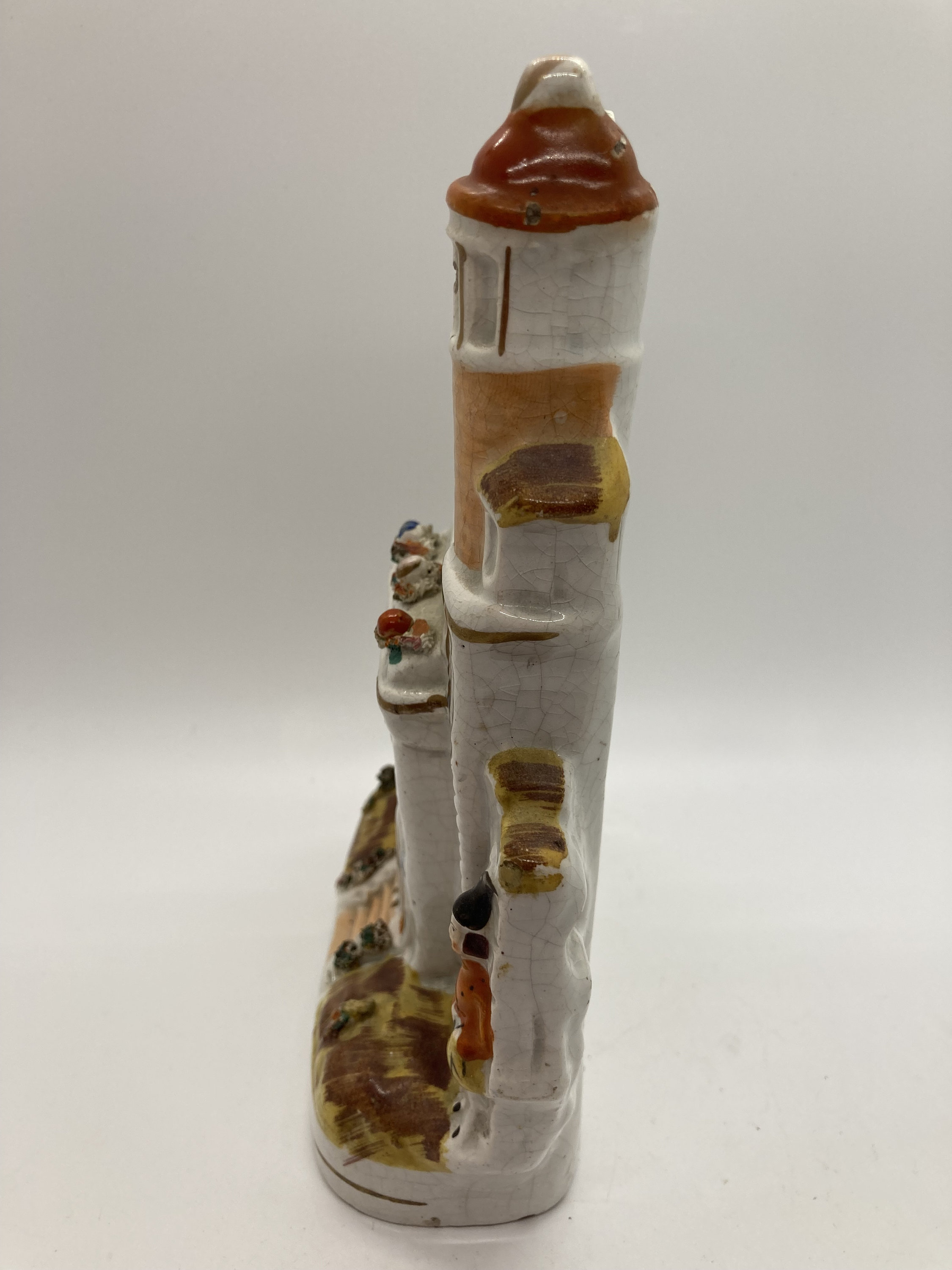 Antique Staffordshire Potteries Large Flatback Ornament of A Turreted ...