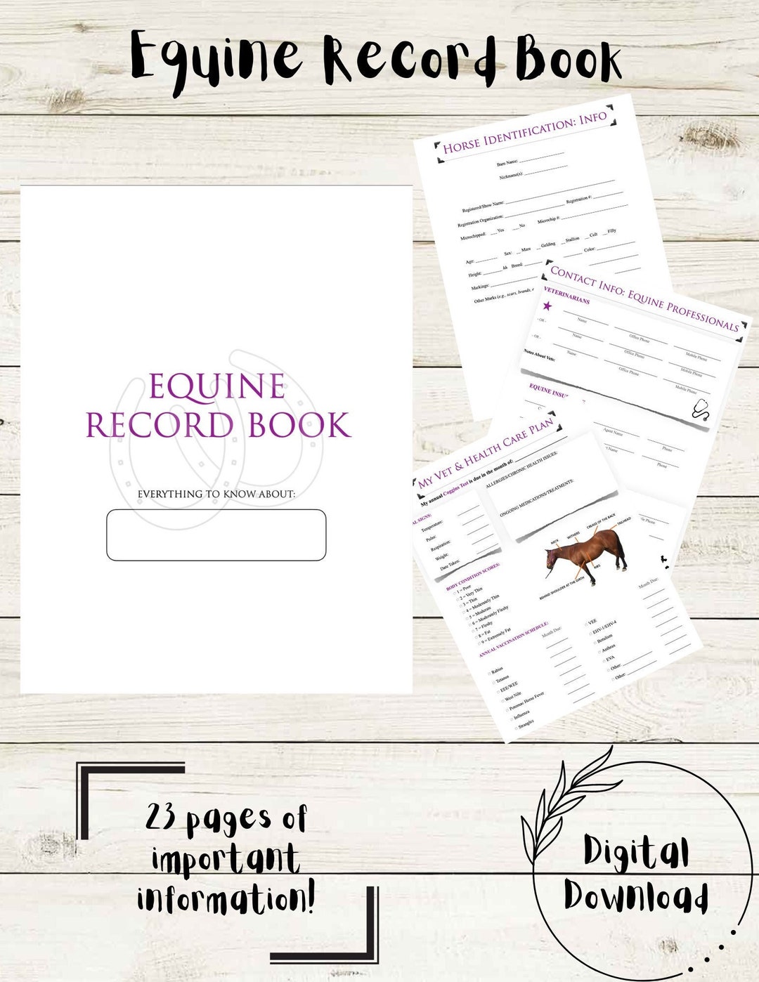 Equine Record Book - Etsy