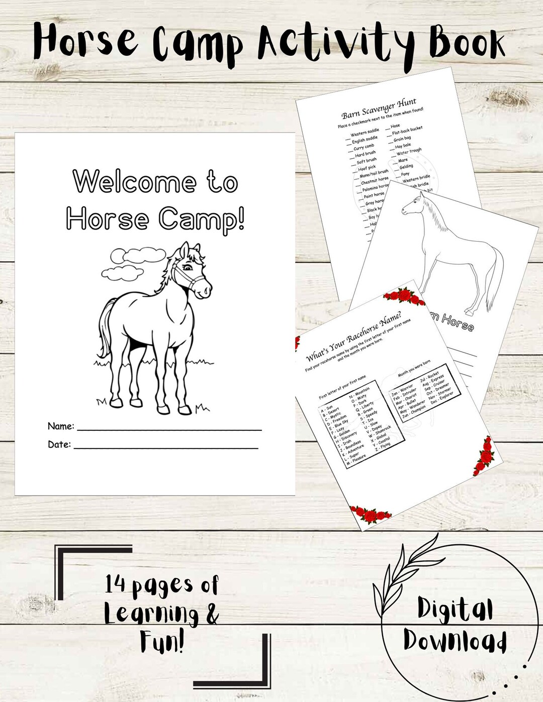 Horse Camp Activity Book - Etsy
