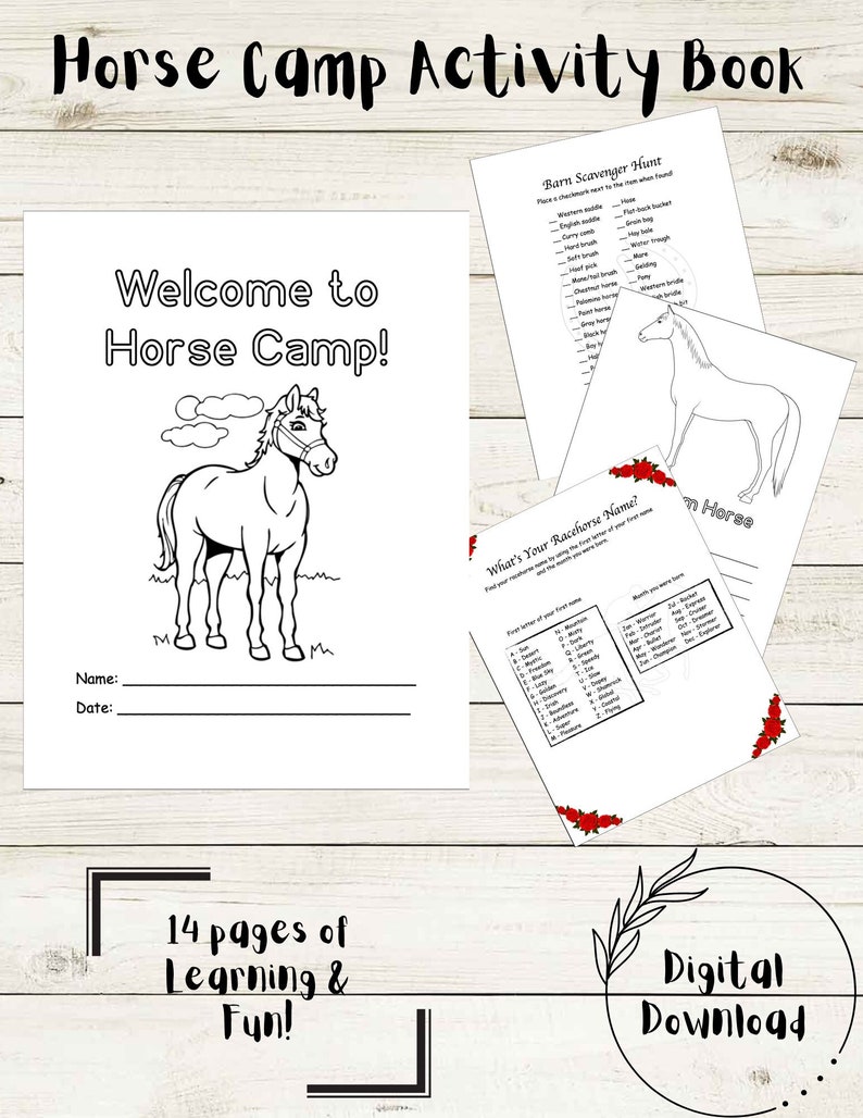 Horse Camp Activity Book - Etsy
