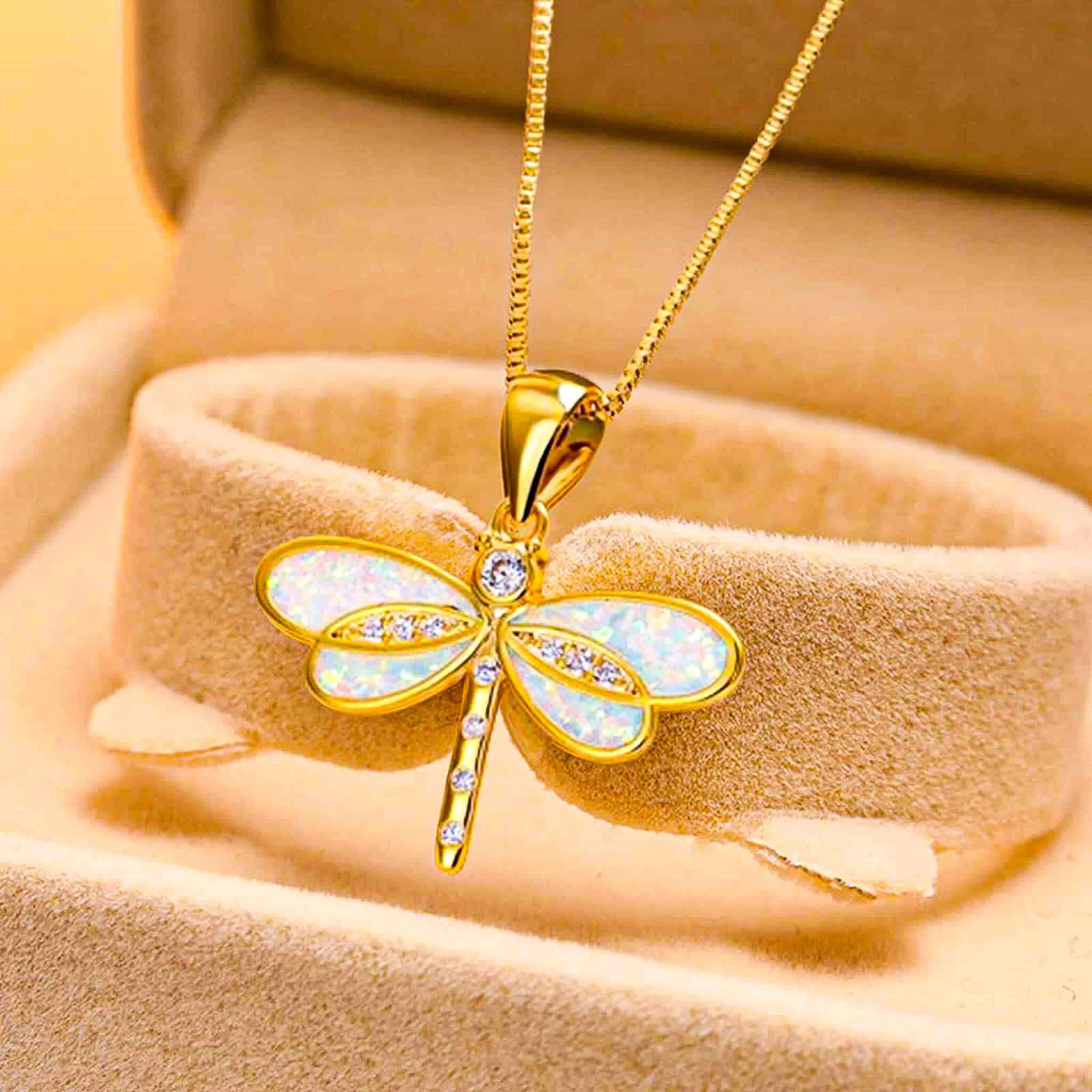 18 K Gold Dragonfly Necklace Gold Necklace Set Dragonfly Necklace Gold ...