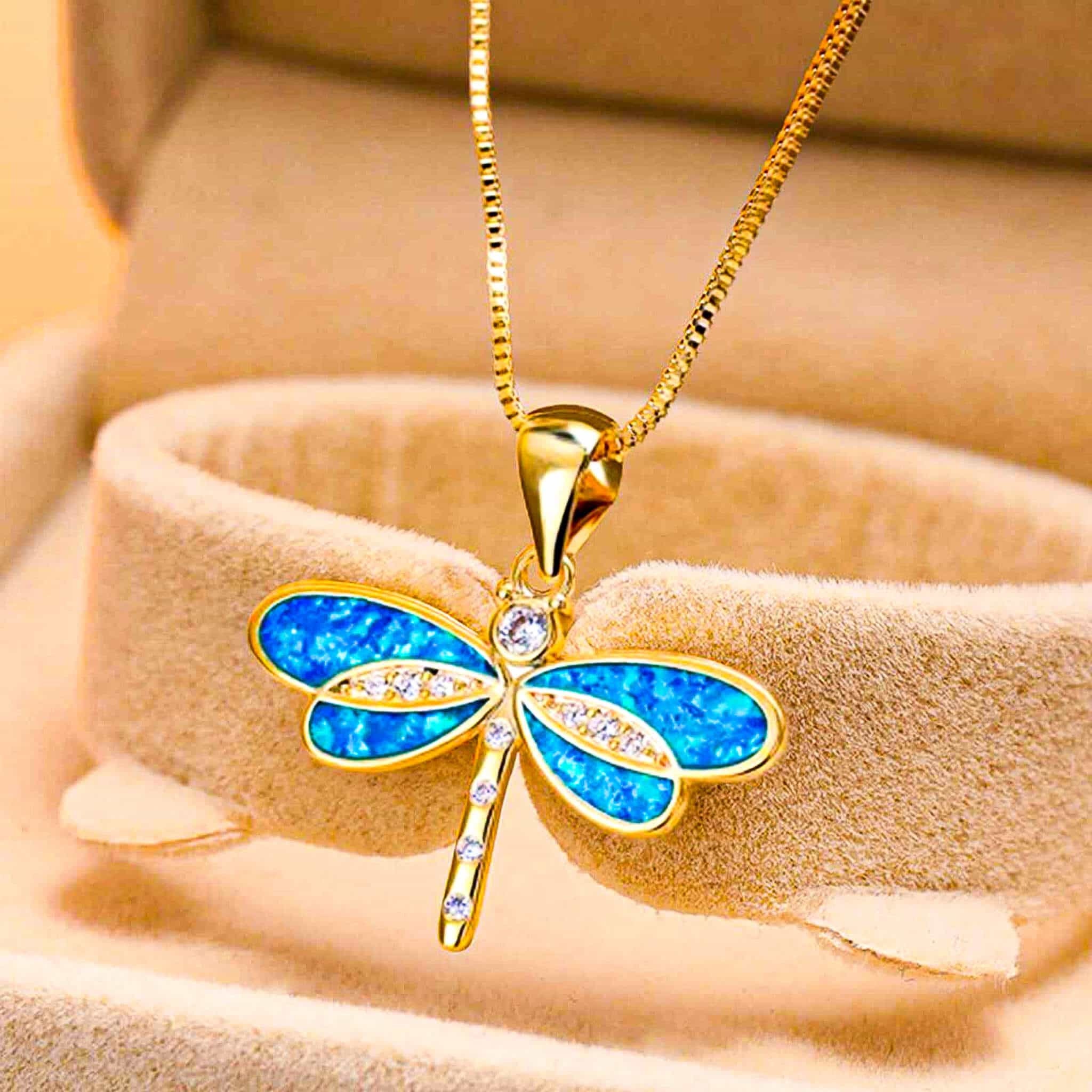18 K Gold Dragonfly Necklace Gold Necklace Set Dragonfly Necklace Gold ...