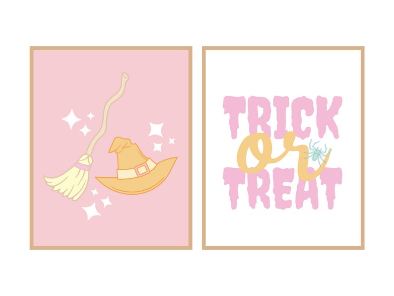 Halloween Boho Pastel Girly Printable Wall Art - Etsy