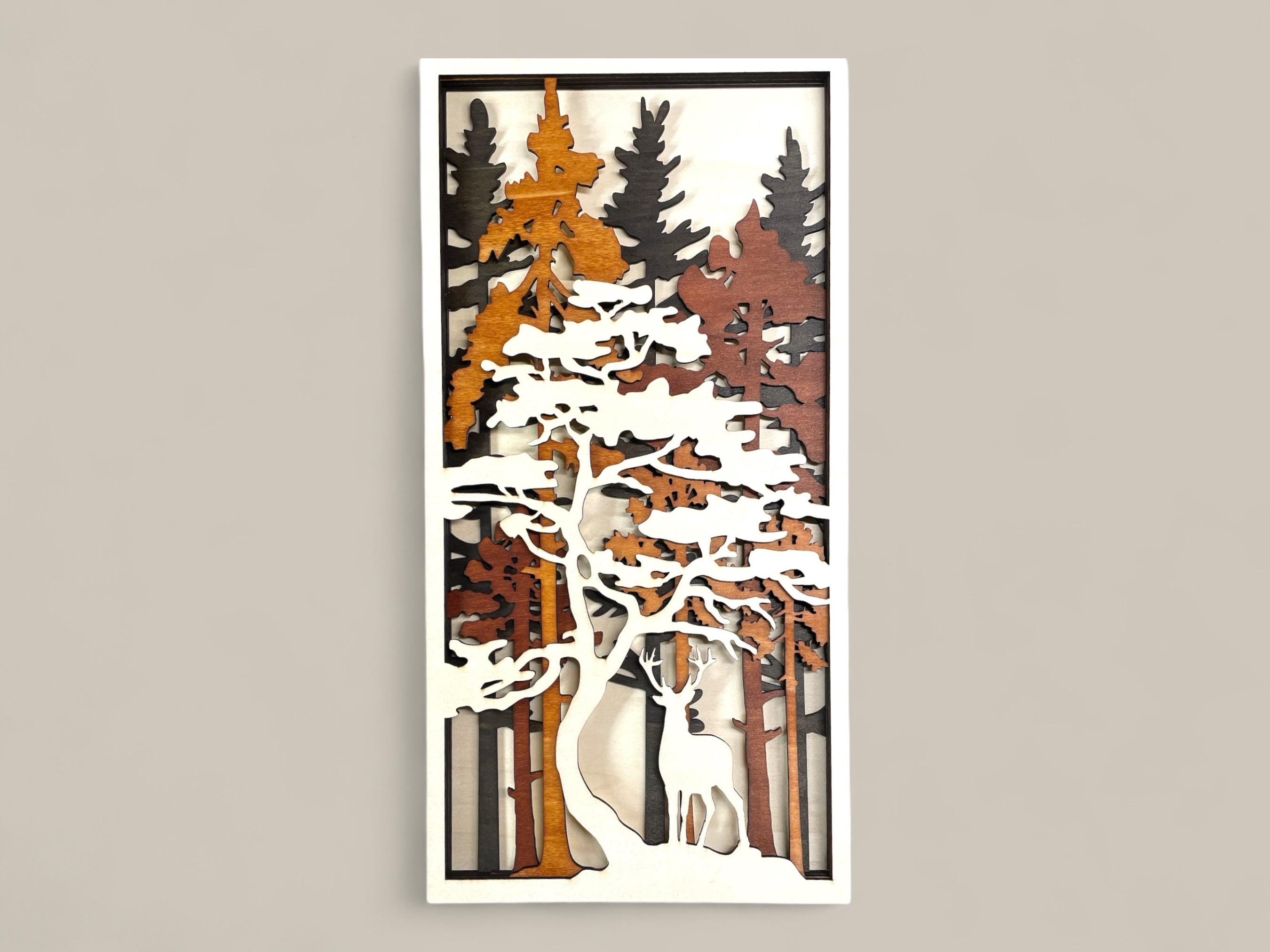 Wooden Layered Forest Scene With Deer - Large - Etsy