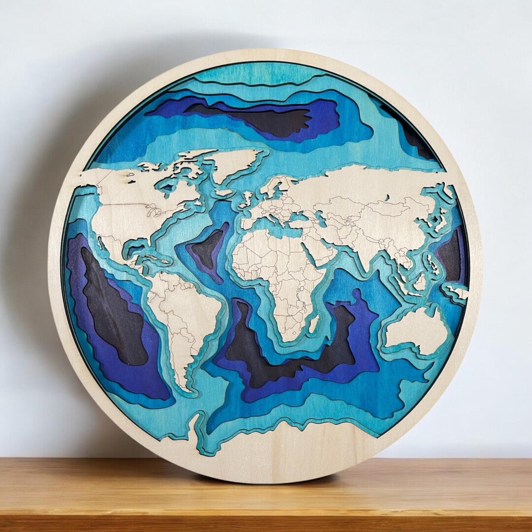 Wooden 3D Layered World Map - Large 15” - Etsy