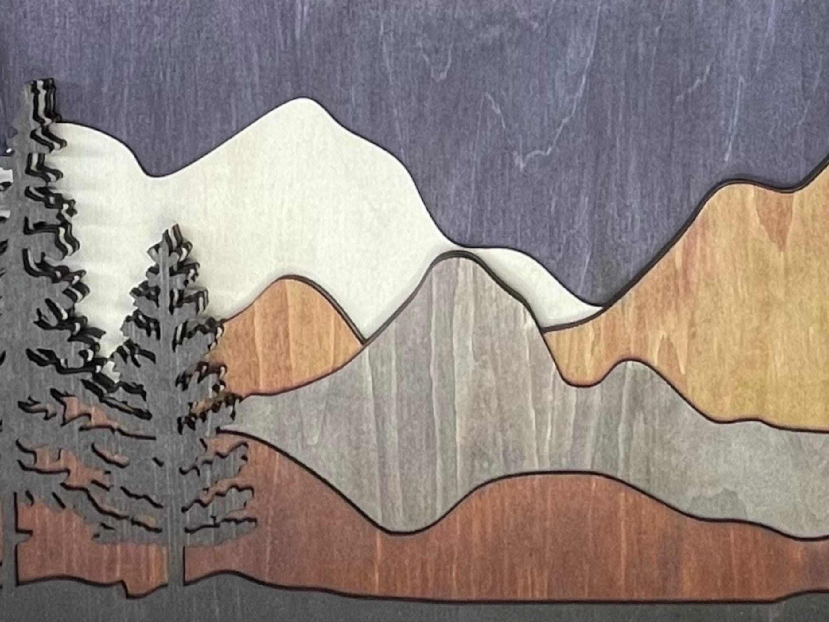 Wooden Layered Mountain Scene Small - Etsy