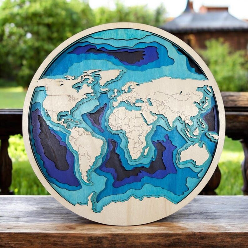 Wooden 3D Layered World Map - Large 15” - Etsy