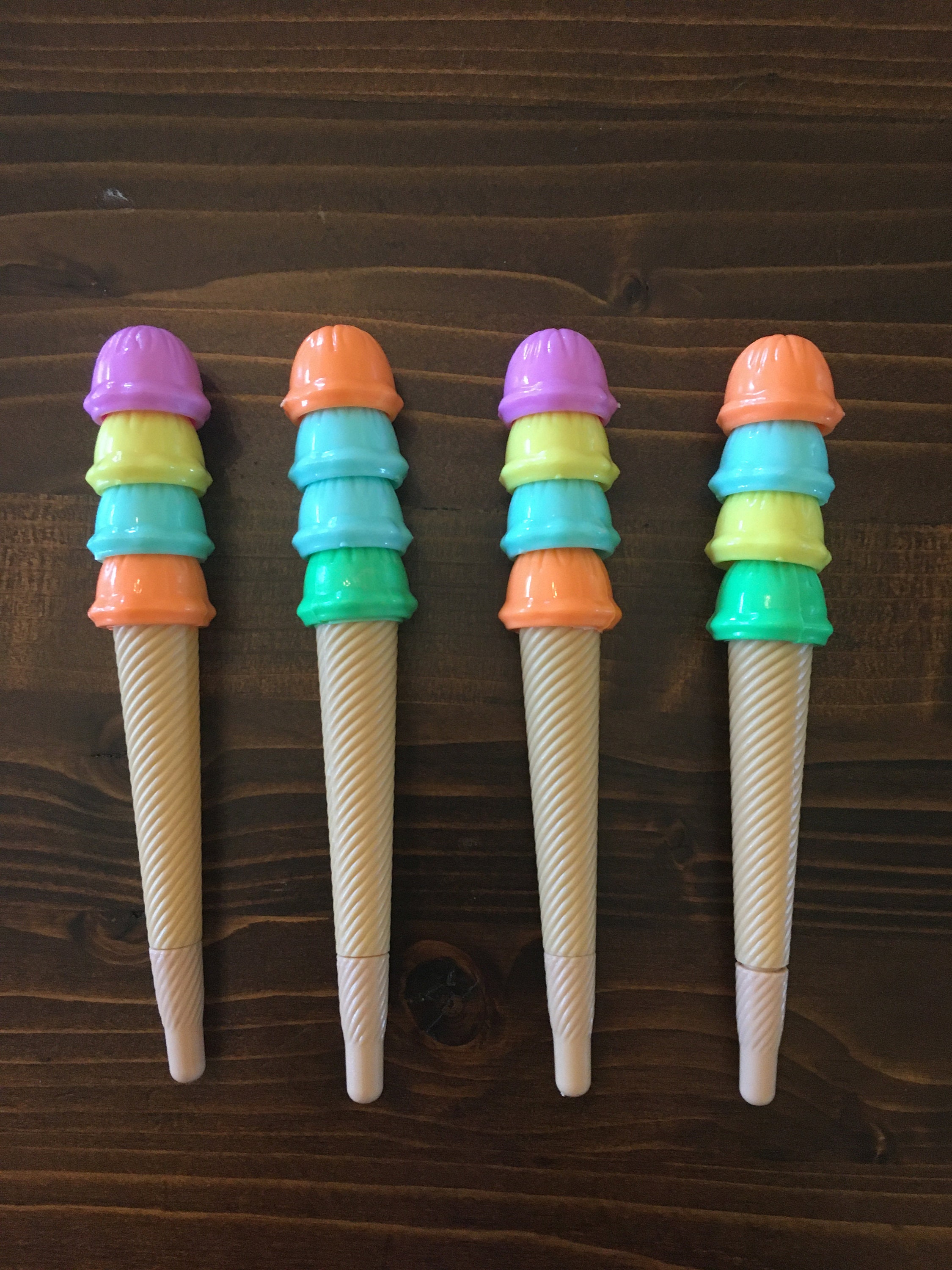 Pen Set - Pizza, Ice Cream, Lollipop & Macaroon Eraser and Sticker - Etsy