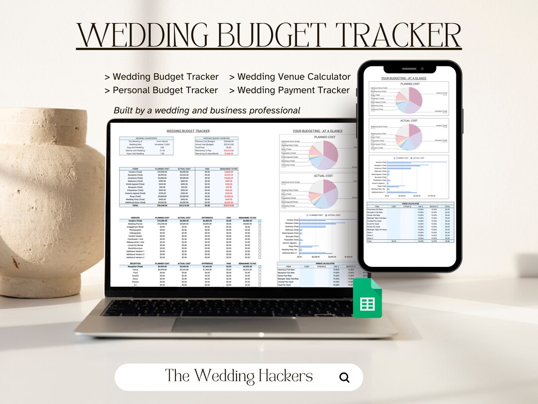 Digital Wedding Budget Tracker Spreadsheet | Wedding Planning Budget ...