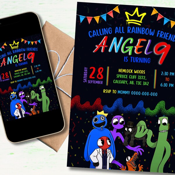 Rainbow Roblox Friends Invitation - Etsy