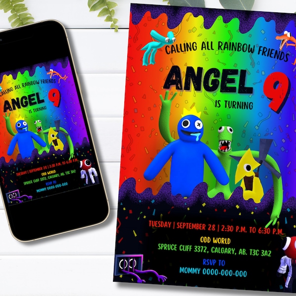 Rainbow Roblox Friends Invitation - Etsy