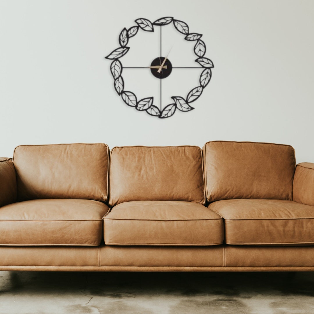 Leaf Clock Metal Wall Clock Wooden Leaf Clock Wall Decor - Etsy