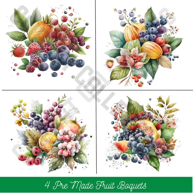 Watercolor Fruits Clipart, Fruits PNG, Elements, Commercial Use ...