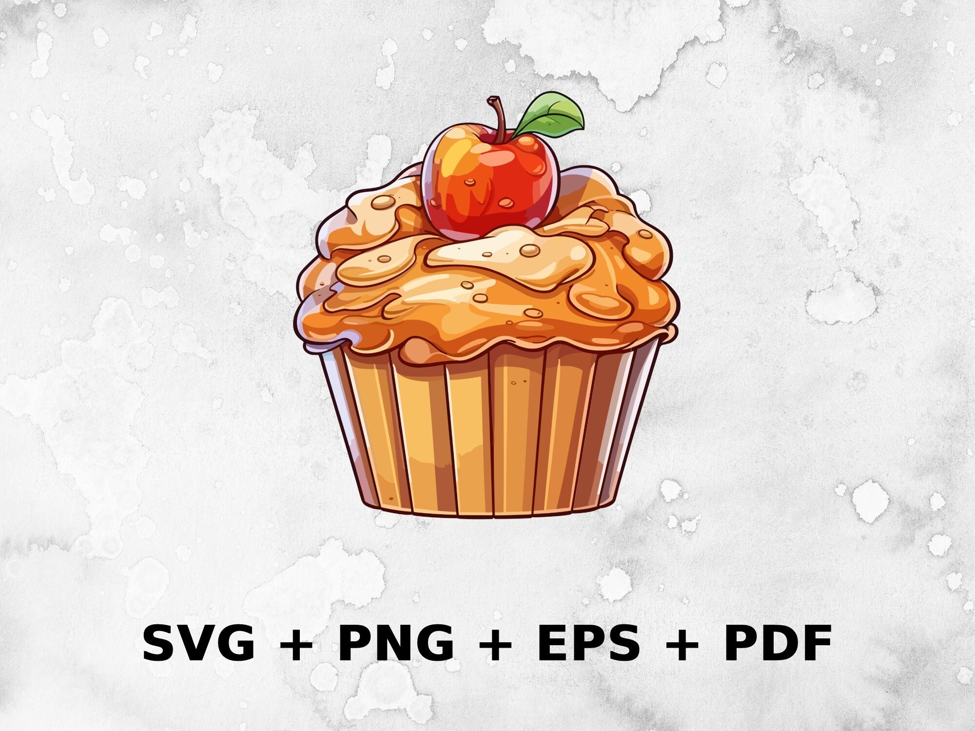 Cartoon Apple Cinnamon Muffin Svg Png Eps Commercial Use - Etsy