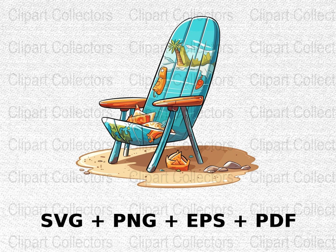 Cartoon Beach Chair Svg Png Eps Commercial Use Clipart Vector - Etsy