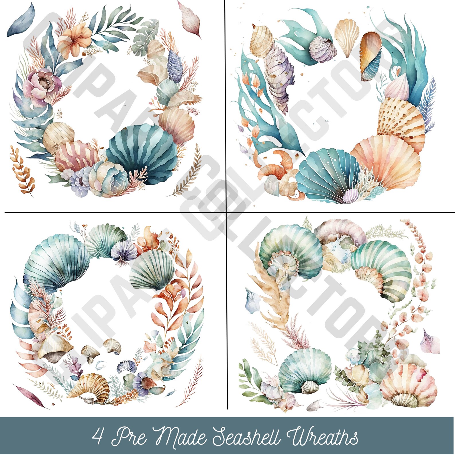 Watercolor Clipart Ocean Clipart Sea Shells Ocean Graphics Coral ...