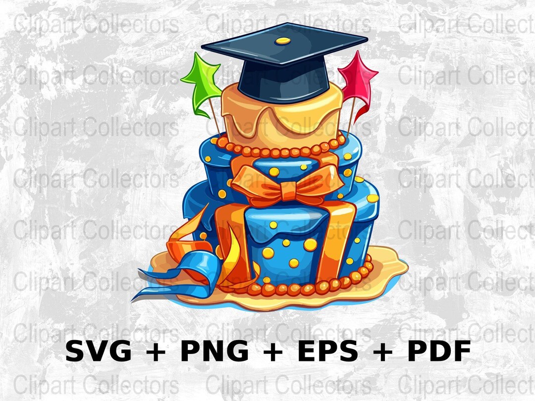 Cartoon Graduation Cake Svg Png Eps Commercial Use Clipart - Etsy