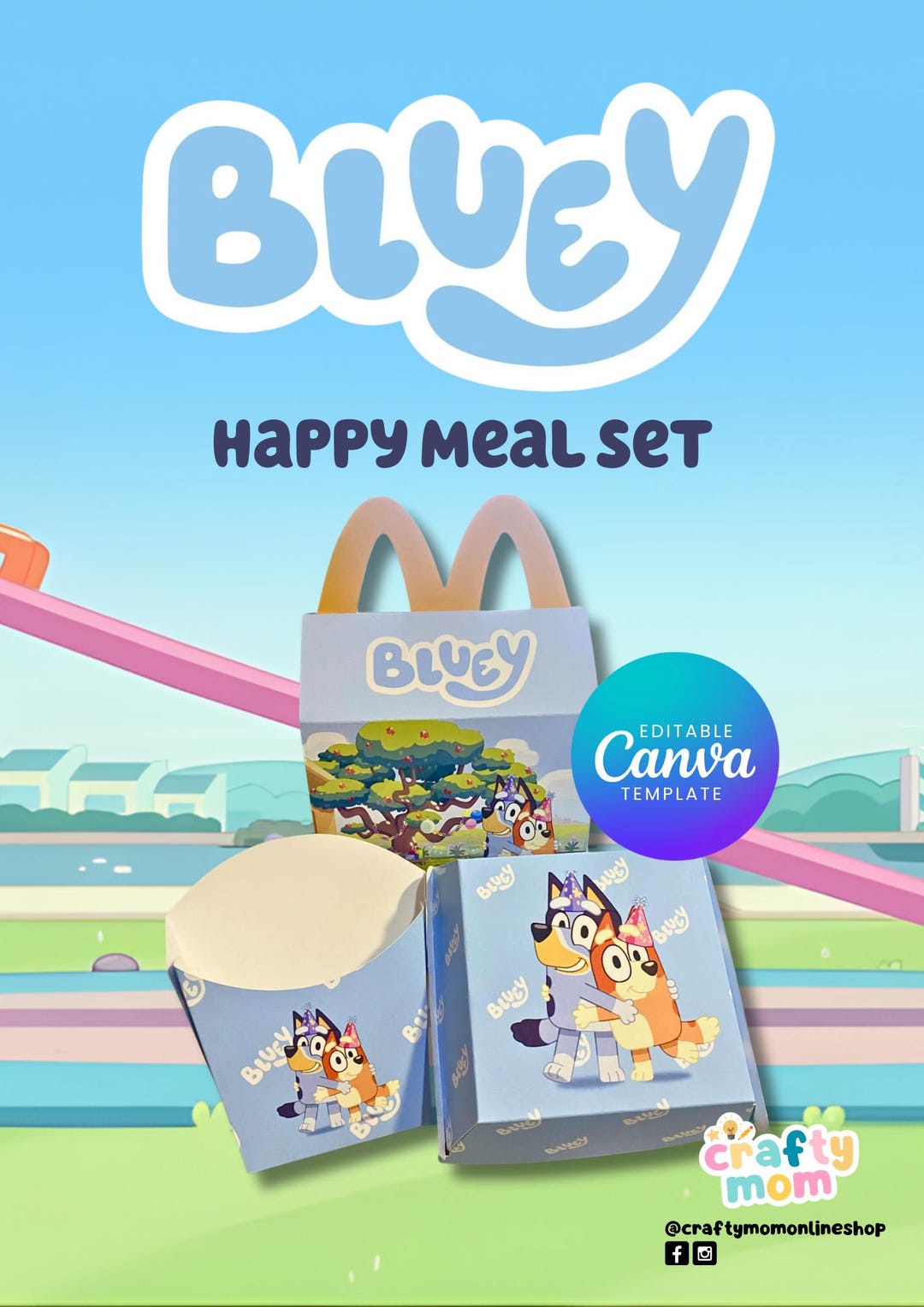 Bluey Happy Meal Set – DIY Printable Fast-food Style Carry Box & Fry ...