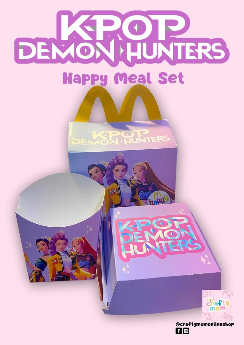 Kpop Demon Hunters Happy Meal Set Diy Printable Fast Food Style Carry
