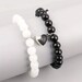 Love Heart Magnet Bracelet Set 2 Pcs White & Black Beads Adjustable ...