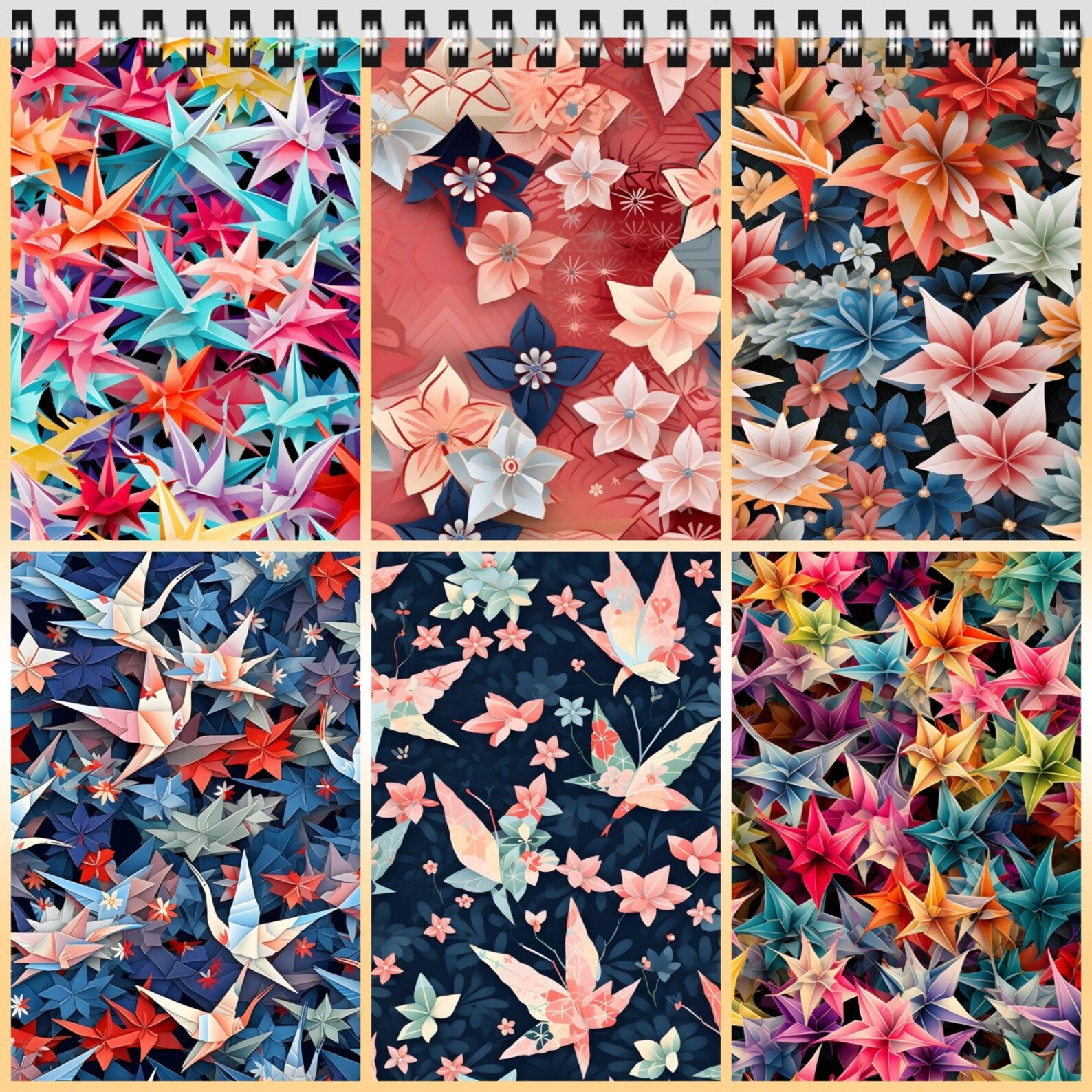 Seamless Japanese Chiyogami Pattern, 12 Different Images, Digital Washi ...