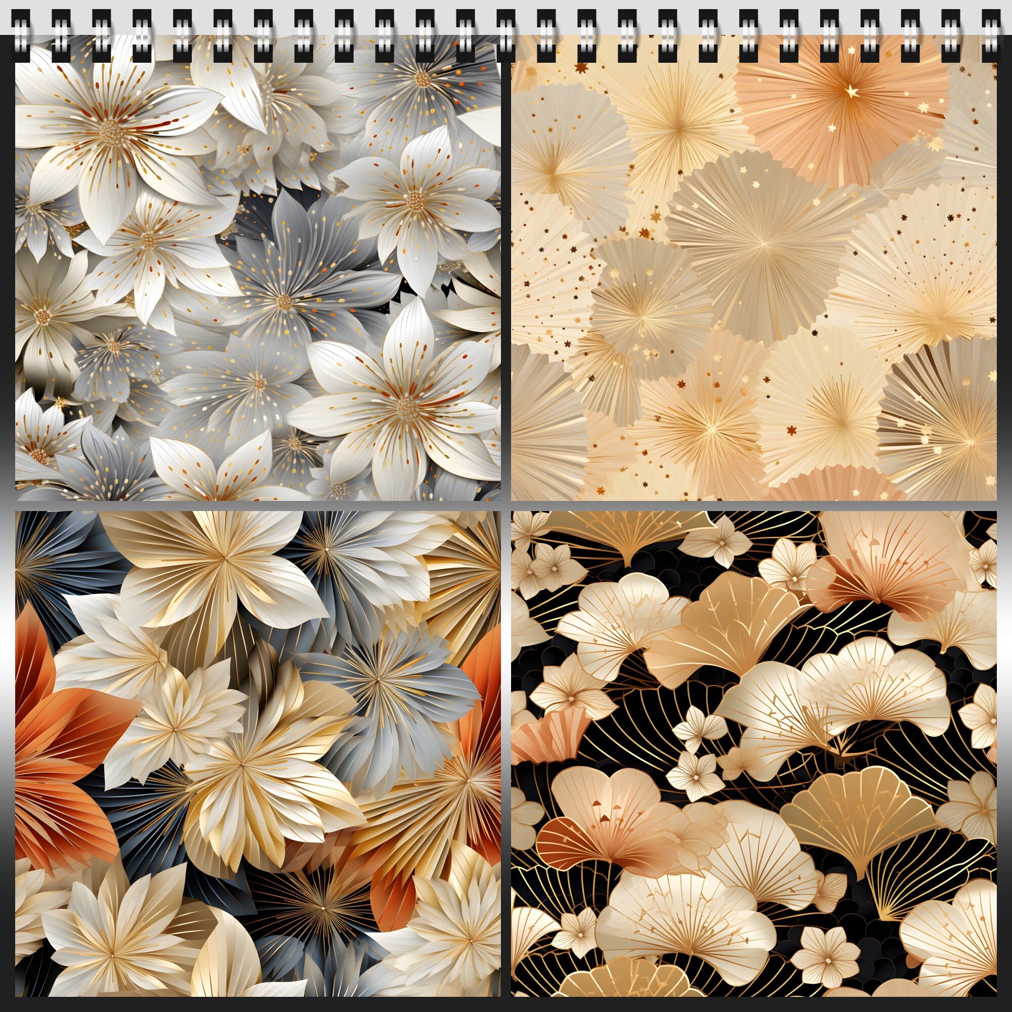 Chiyogami Pattern Gold and Orange, 12 Different Images, Digital Washi ...
