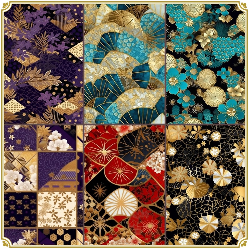 Seamless Digital Chiyogami Patterns Traditional Japanese Washi Paper ...