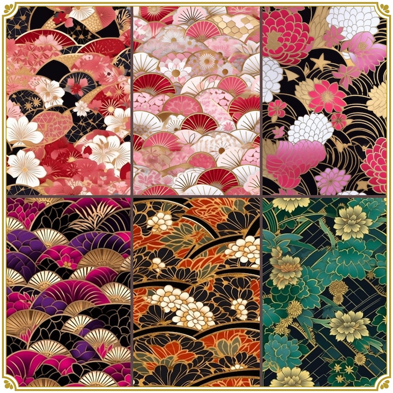 Seamless Digital Chiyogami Patterns Traditional Japanese Washi Paper ...