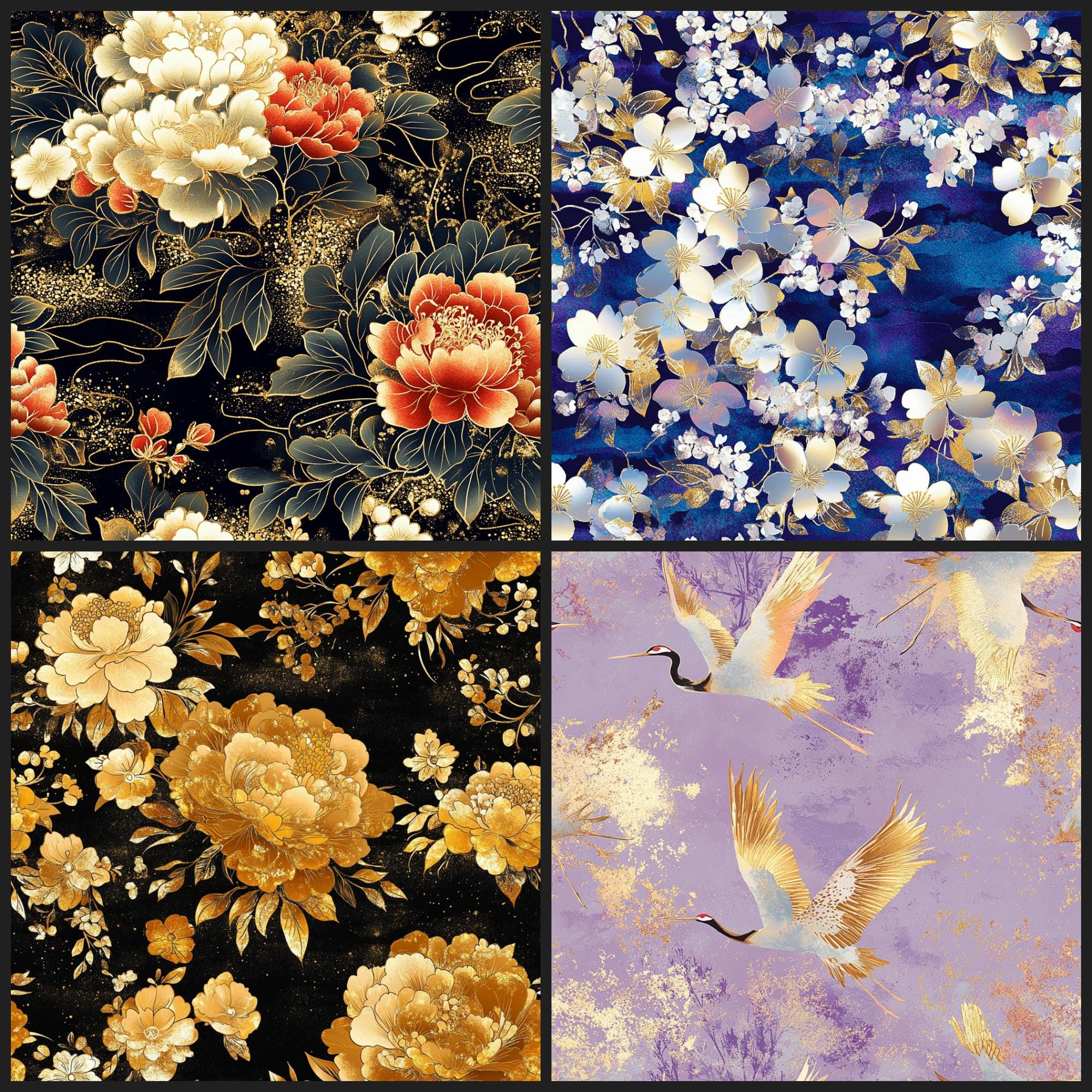 Chiyogami Paper Printable Japanese Paper Gold Foil Pattern Washi ...